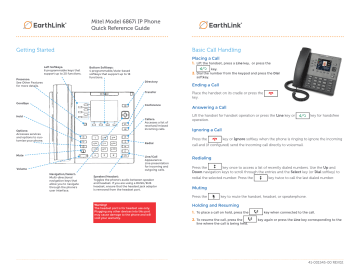 EarthLink Mitel 6867i Quick Reference Manual | Manualzz