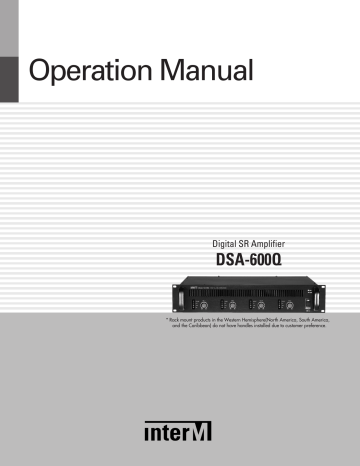 Digital SR Amplifier DSA-600Q Operation Manual | Manualzz