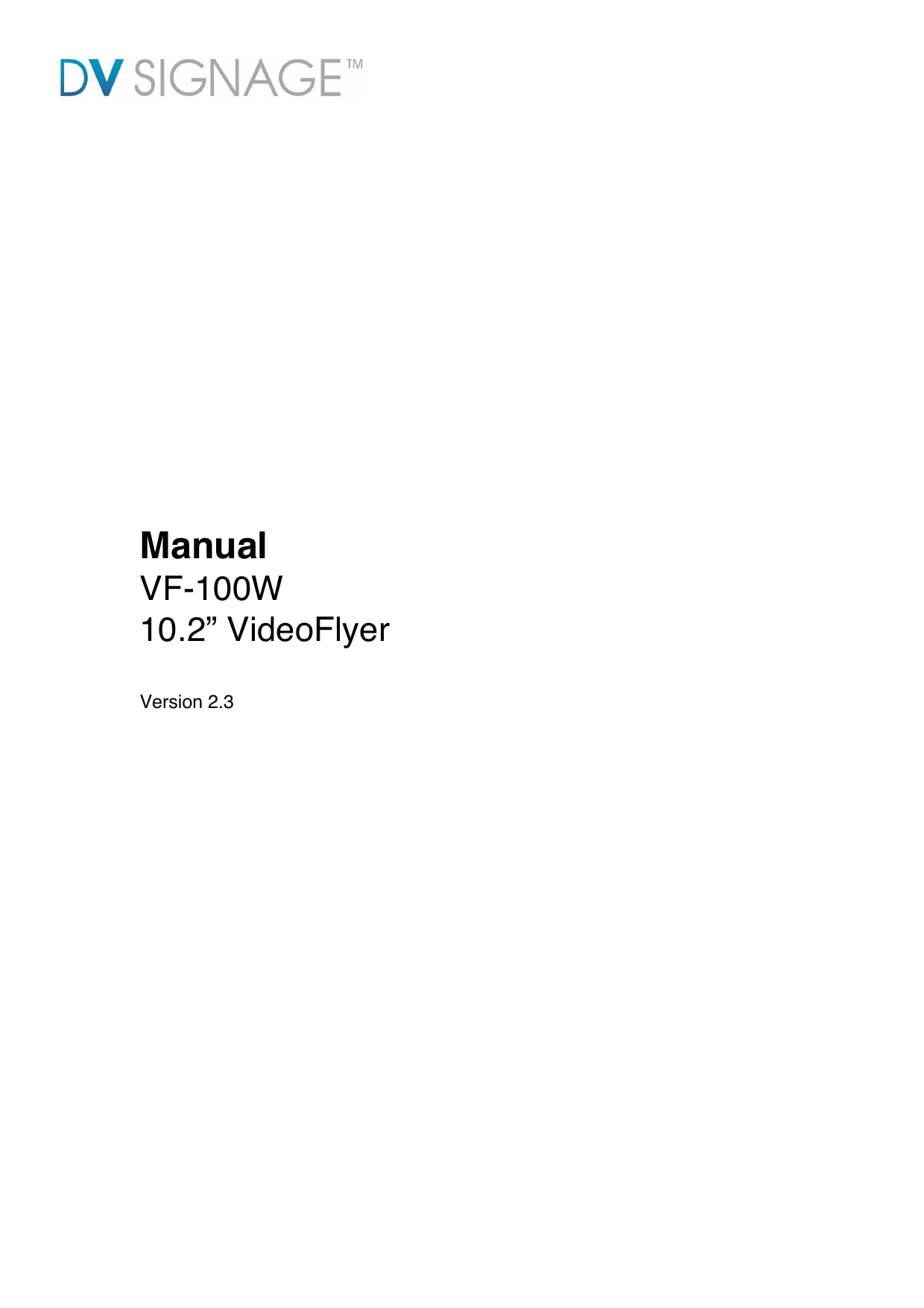 DV Signage VF-100W manual | Manualzz