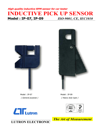 Inductive RPM sensor IP-07, IP-09 datasheet | Manualzz