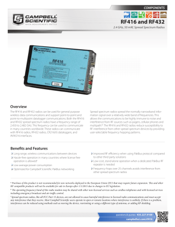 Campbell RF416 and RF432 | Manualzz
