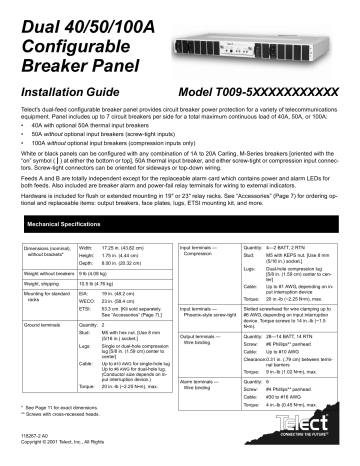 Telect breaker panel T009-5XXXXXXXXXXX Installation Guide | Manualzz