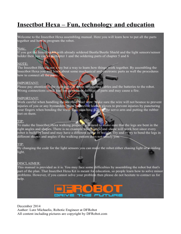 DFROBOT Insectbot Hexa Assembling Manual | Manualzz