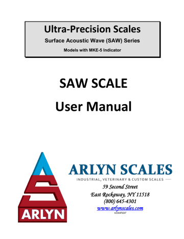 Arlyn SAW MKE-5 Ultra-Precision Scale User Manual | Manualzz