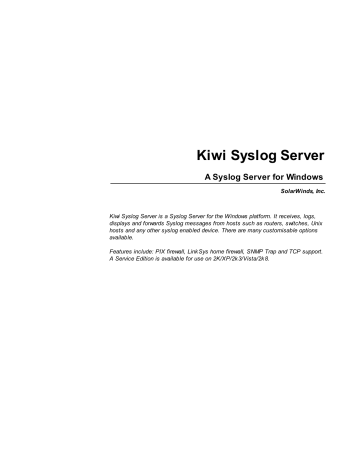 Kiwi Syslog Server User Manual - Download & Read Online | Manualzz