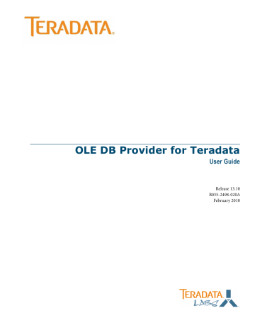 OLE DB Provider Teradata User Guide | Manualzz