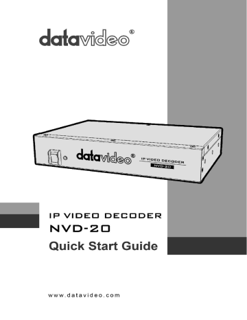 Datavideo NVD-20 Quick Start Guide | Manualzz