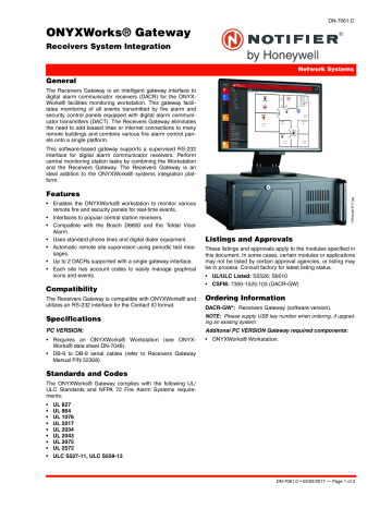 Notifier Receivers System Integration Data Sheet | Manualzz