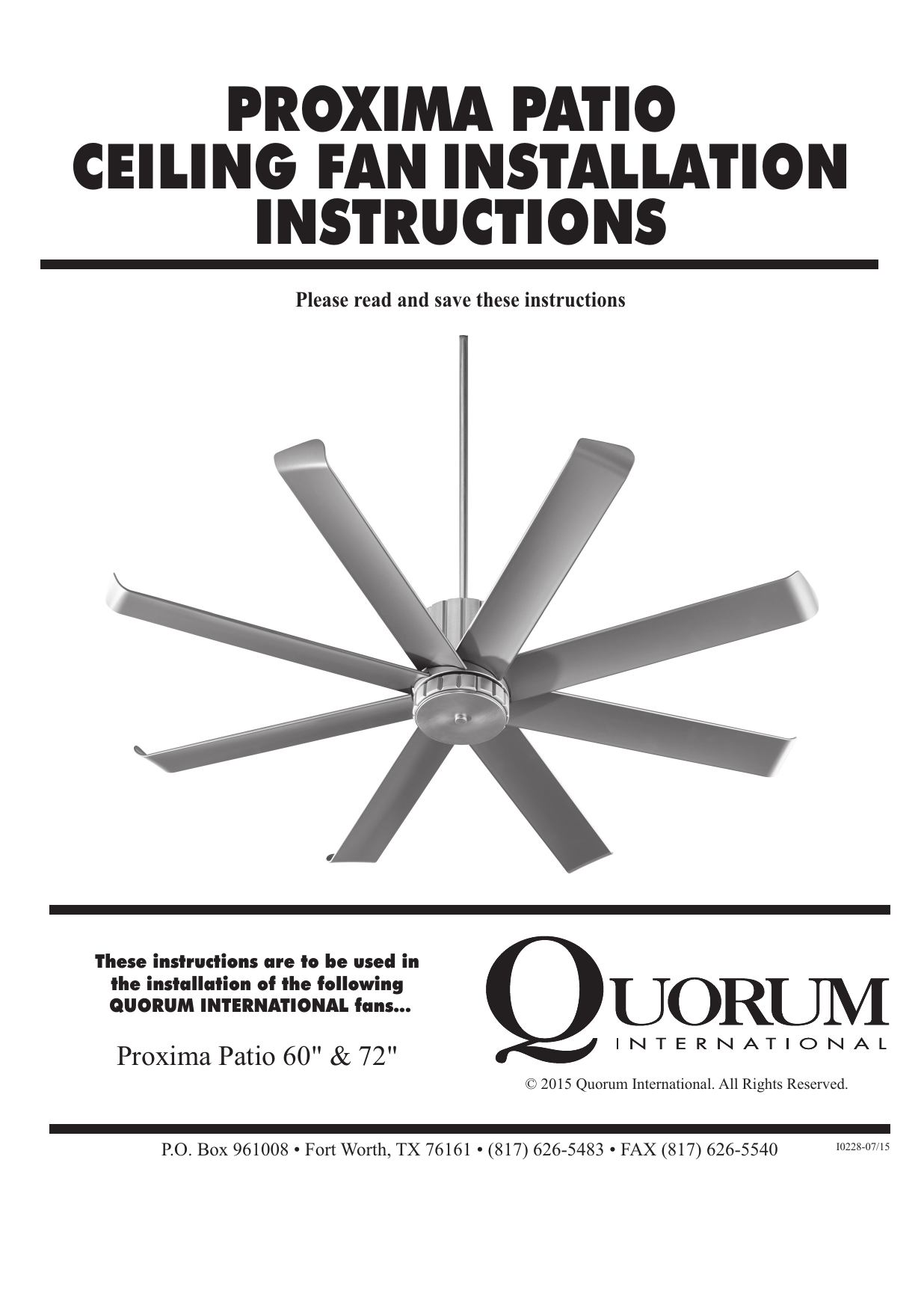 Quorum Ceiling Fan Installation Manual | Shelly Lighting