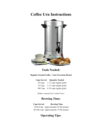 Coffee Urn Instructions | Manualzz