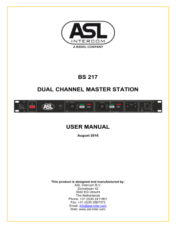 Dual Channel Master Station BS 217 User Manual | Manualzz