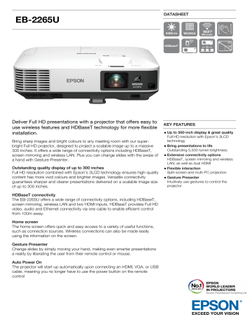 Epson Europe EB-2265U Projector Product sheet | Manualzz