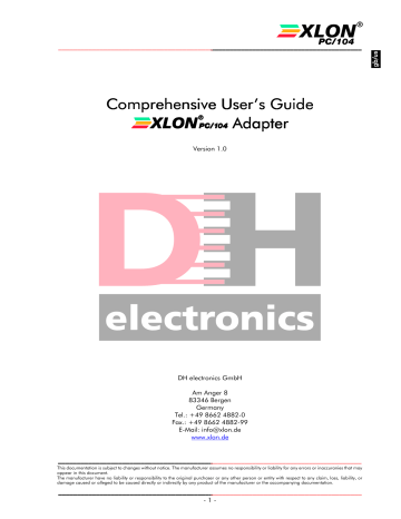 XLON PC/104 1238 User Guide | Manualzz