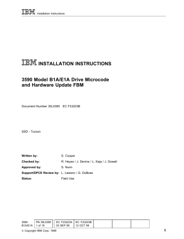 IBM 3590 B1A/E1A Installation Instructions | Manualzz