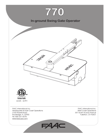 FAAC 770 COMPACT manual | Manualzz