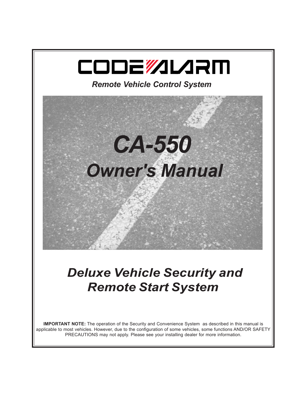 Code Alarm CA-550 Owner's Manual | Manualzz