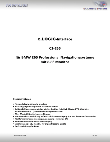 Caraudio-Systems c.LOGiC-Interface C2-E65 manual | Manualzz