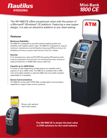 Nautilus Hyosung NH-1800 CE Product Details | Manualzz