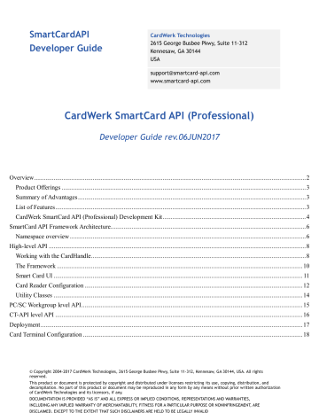 SmartCard API Professional Developer Guide | Manualzz