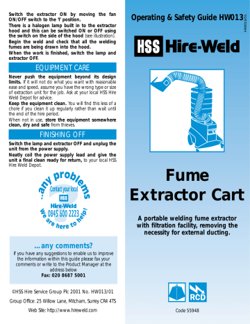 HSS Fume Extractor Cart Operating & Safety Guide | Manualzz