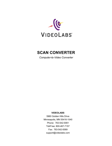 VideoLabs Scan Converter User’s Manual | Manualzz