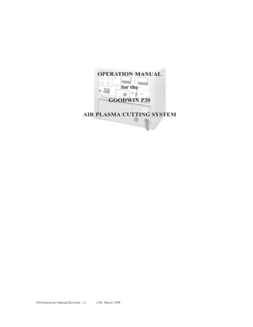 Goodwin Air Plasma Cutting System P20 Operation Manual | Manualzz