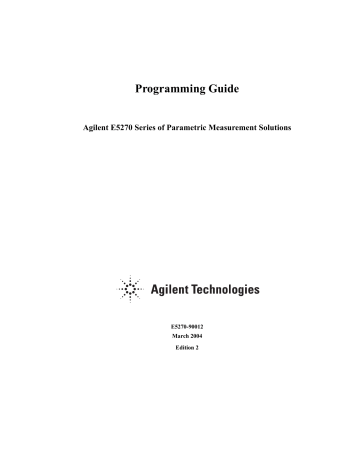Agilent E5270 Parametric Measurement Programming Guide | Manualzz
