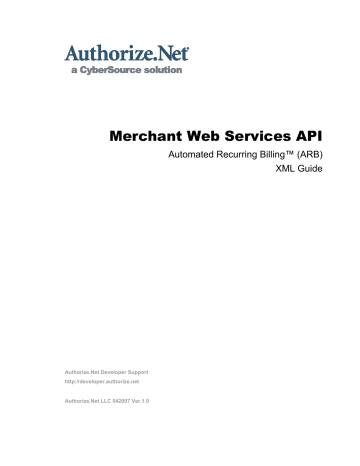 Authorize.Net Automated Recurring Billing ARB XML Guide | Manualzz