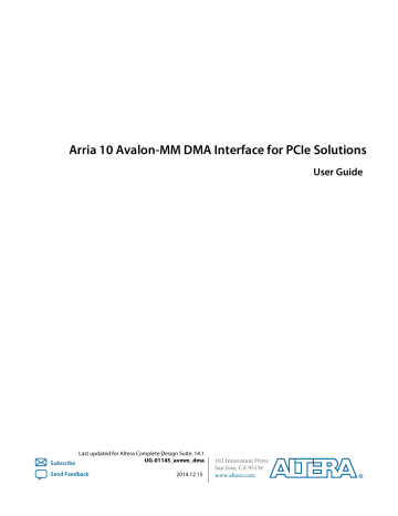 Altera Avalon-MM DMA Interface Arria 10 PCIe User Guide | Manualzz
