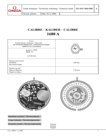 Omega Calibre 1680A Technical Guide | Manualzz