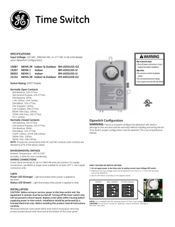 GE 15087, 15207, 56922, 15132 Time Switch Instructions | Manualzz