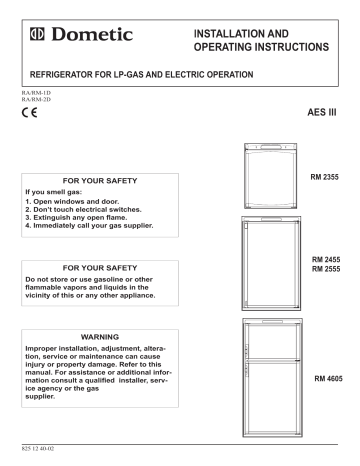 Dometic RM4605 User Manual | Manualzz
