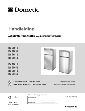 Dometic RM7605L Handleiding | Manualzz