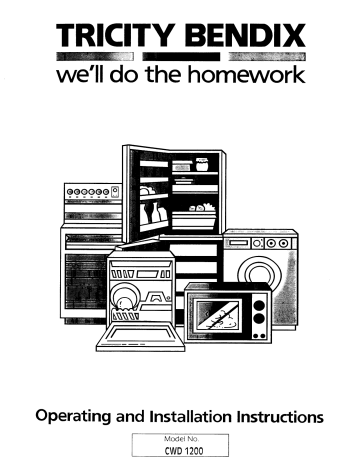 Tricity Bendix CWD1200 User Manual | Manualzz
