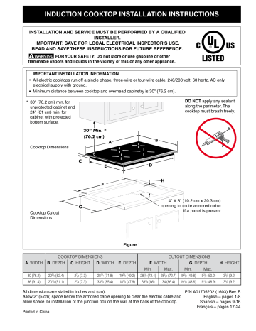 Frigidaire FPIC3677RF Installation Instruction | Manualzz