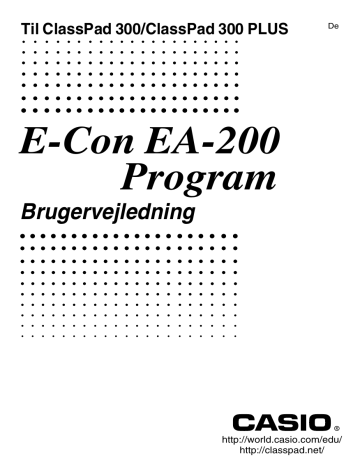 Casio ClassPad E-CON EA-200 | Manualzz