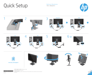 HP EliteDisplay E230t 23-inch Touch Monitor 빠른 설치 가이드 | Manualzz