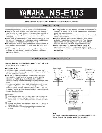 Yamaha NS-E103 OWNER'S MANUAL | Manualzz
