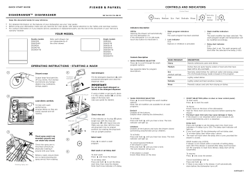 Fisher Paykel DD24SI9N Quick Start Guide | Manualzz