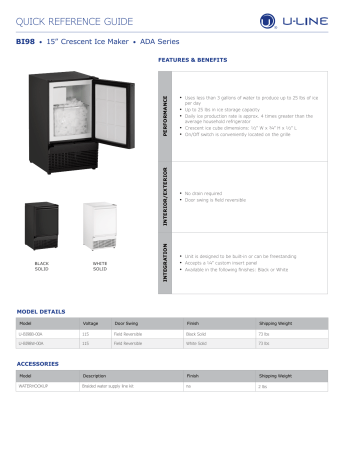 U-Line ADA BI98 Quick Reference Guide | Manualzz