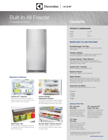 Electrolux Freezer Professional Series E32AF85PQS Product Detail | Manualzz