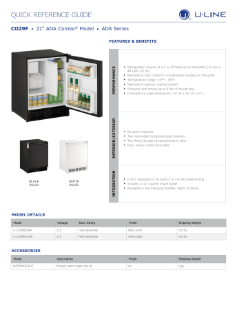 U-Line ADA CO29F Quick Reference Guide | Manualzz