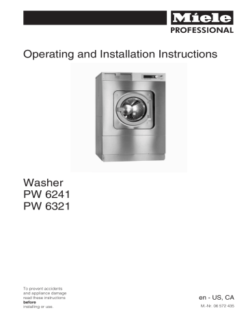 Miele PW 6241, PW 6321 Operating and Installation Instructions | Manualzz