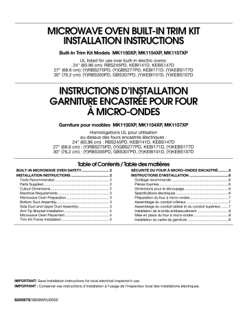 Whirlpool MK1150XPT Installation Instruction Guide | Manualzz
