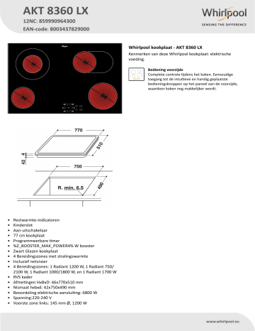Whirlpool AKT 8360 LX Product data sheet | Manualzz