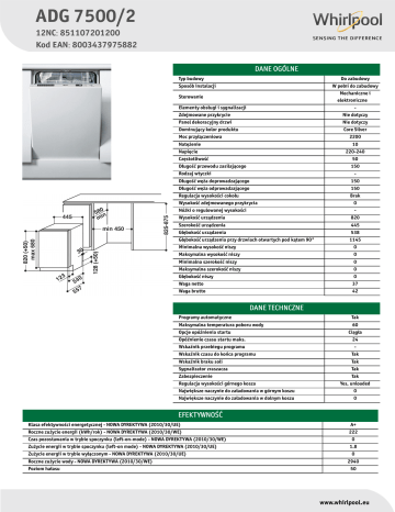 Whirlpool ADG 7500/2 Product data sheet | Manualzz