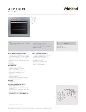 Whirlpool AKP 158 IX Produktdatenblatt | Manualzz