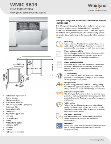 Whirlpool WMIC 3B19 Product data sheet | Manualzz
