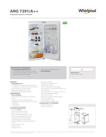 Whirlpool ARG 7291/A++ Product data sheet | Manualzz