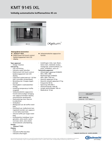 Bauknecht KMT 9145 IXL Product data sheet | Manualzz